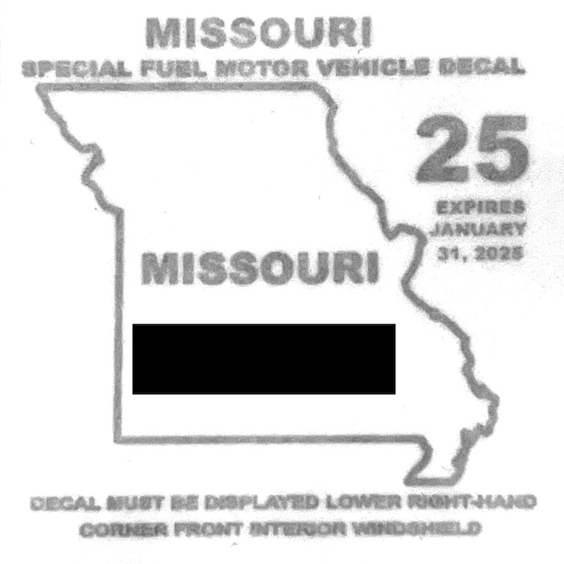 Missouri Special Fuel Decal Renewal by Mail - Jason Klein